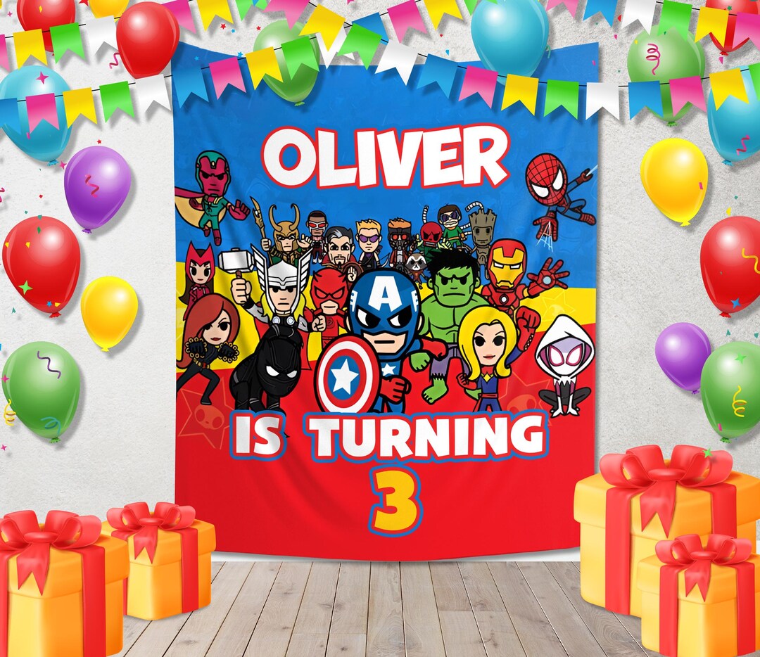 Marvel Avenger Birthday Party Backdrop, Avenger Birthday Banner, Custom ...