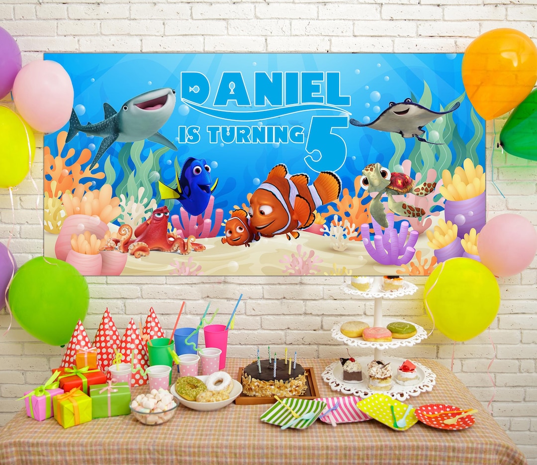 Finding Nemo Birthday Backdrop, Finding Nemo Birthday Party, Finding ...