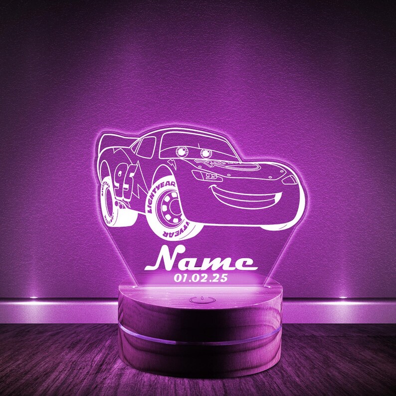 Personalized Disney Pixar Cars Night Light, Lightning Mcqueen Baby Room ...
