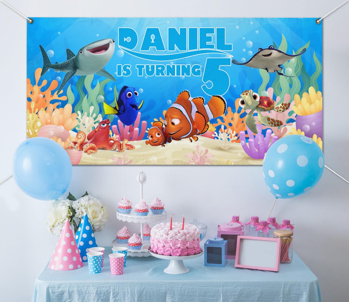 Finding Nemo Birthday Backdrop, Finding Nemo Birthday Party, Finding ...