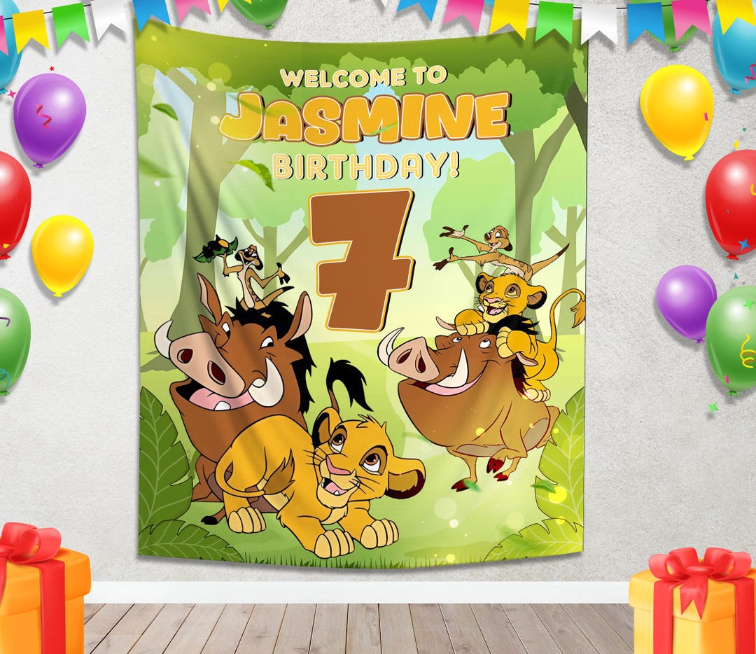 Custom Backdrop Lion King Birthday Decoration, Personalize Nala Simba ...