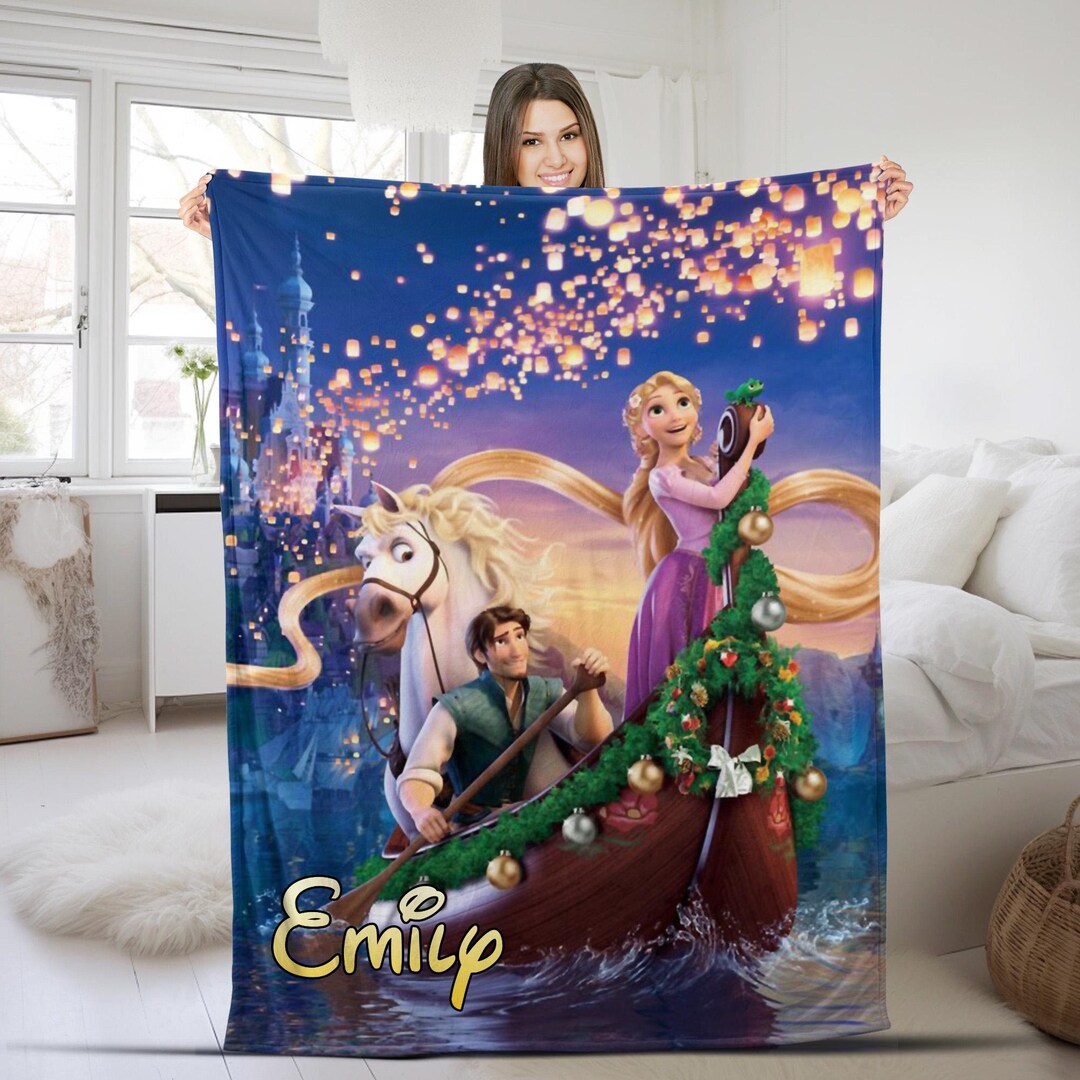 Personalized Tangled Rapunzel Blanket, Watercolor Disney Princess ...
