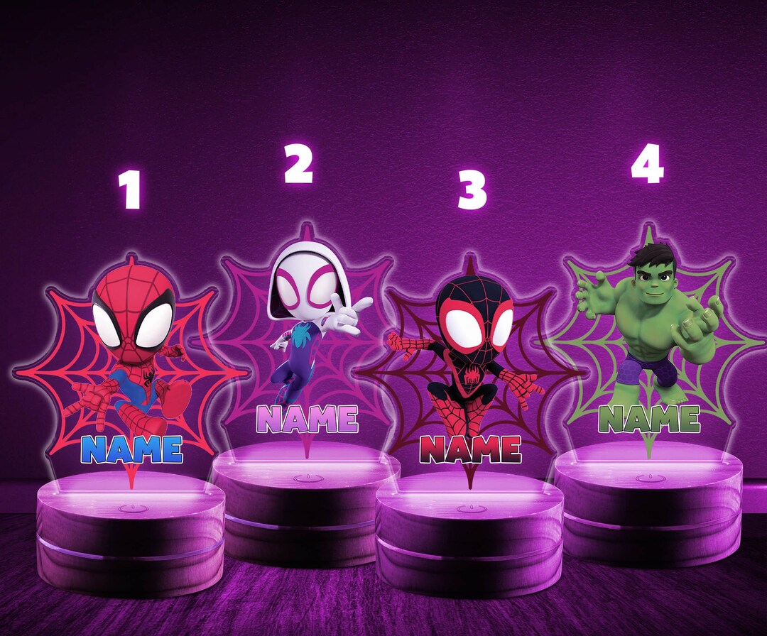 Personalized Spidey for Boy Night Light, Spidey & Friends Themed LED ...