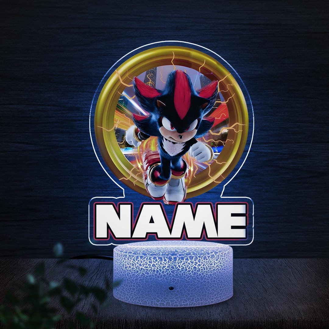 Personalized Shadow the Hedgehog Night Light, LED Lamp, Personalized ...