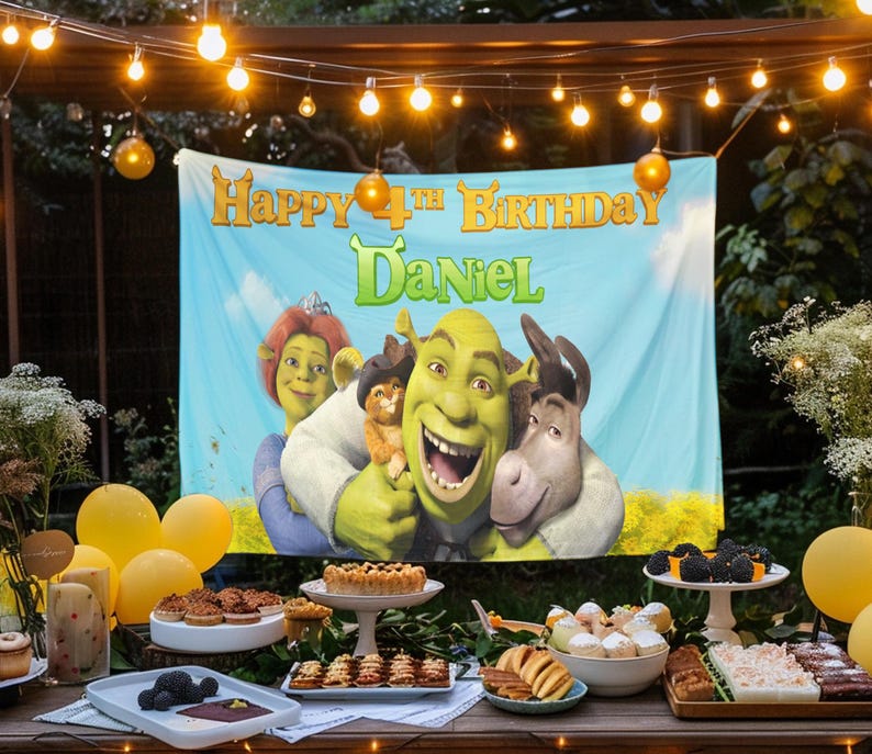 Shrek Birthday Party, Shrek Party Banner, Shrek Birthday Backdrop ...