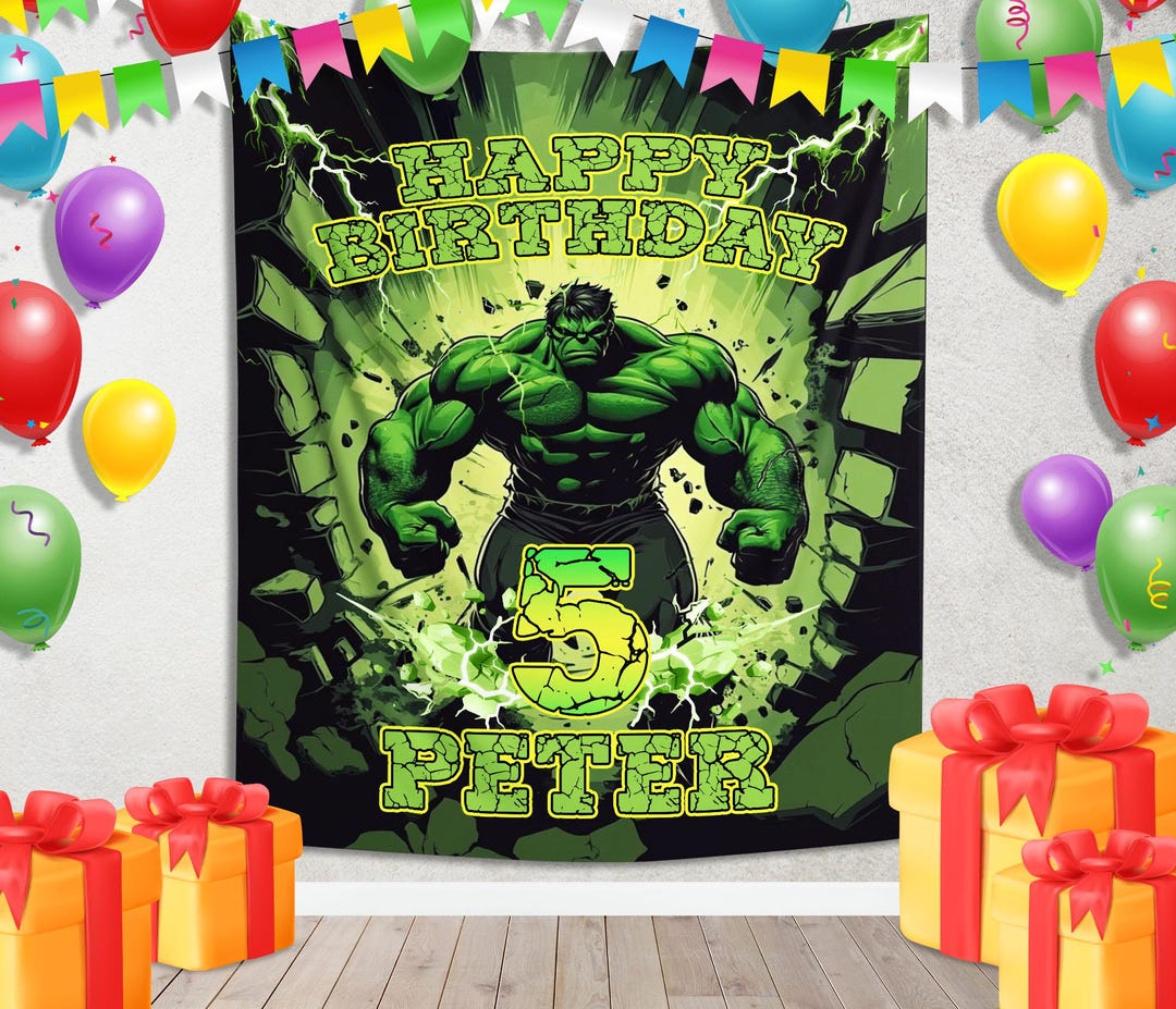 Personalized Hulk Birthday Backdrop, Superhero Birthday Banner, Hulk ...