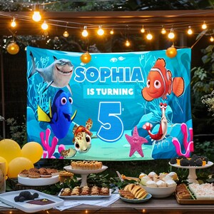 Finding Nemo Birthday Backdrop, Finding Nemo Birthday Party, Finding ...