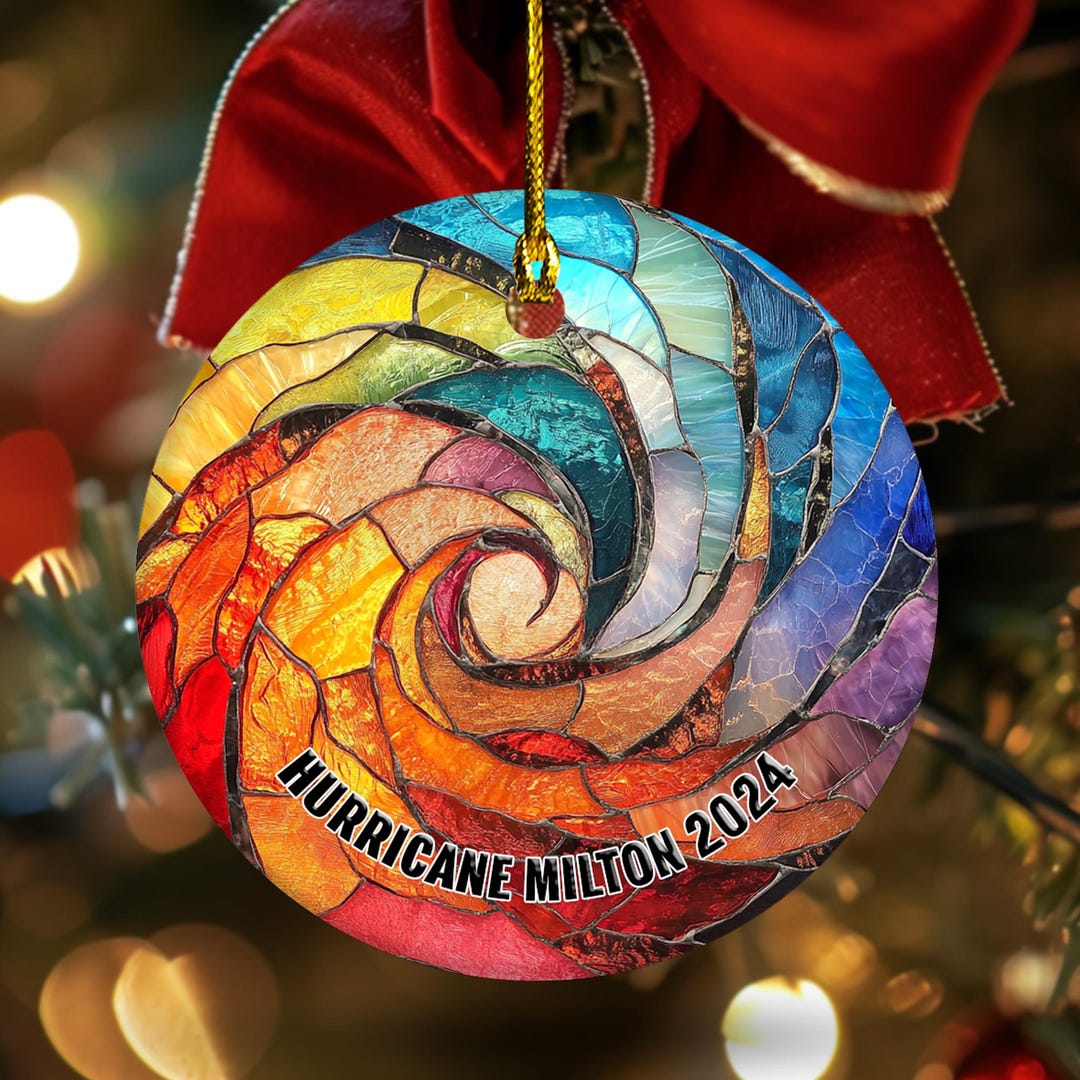 2024 Hurricane Ornament, Hurricane Helene or Milton Faux Stained Glass ...