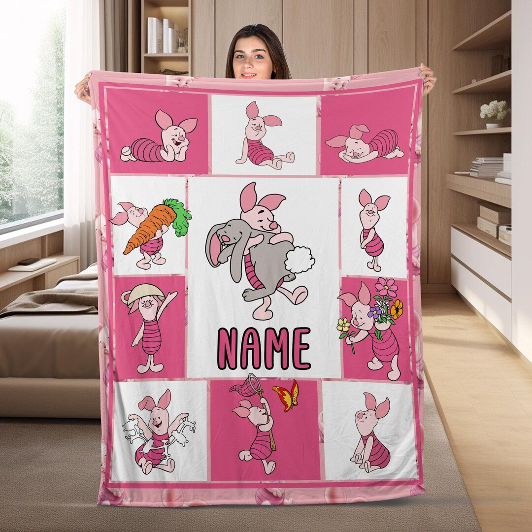 Personalized Piglet Blanket, Winnie Pooh Piglet Fleece Blanket, Winnie ...