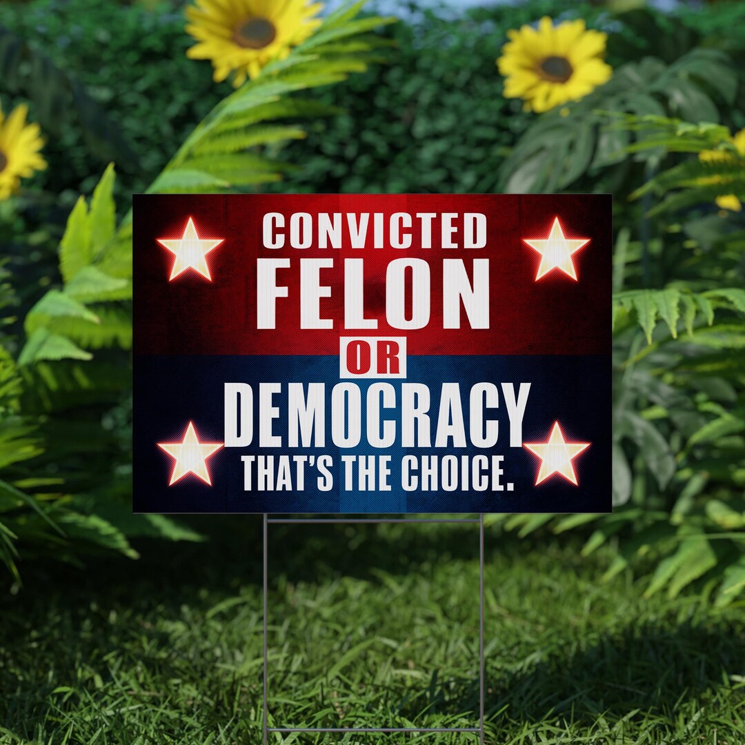 Convicted Felon or Democracy Yard Sign, Print on Both Sides, Political ...