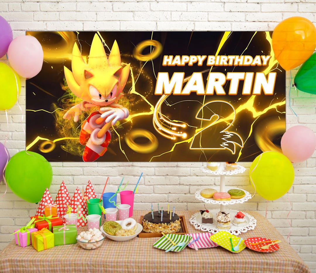 Sonic Birthday Birthday Backdrop, Sonic Hedgehog Banner, Custom Sonic ...