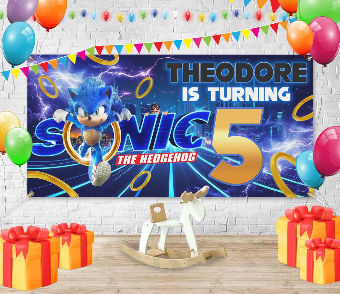 Sonic the Hedgehog Birthday Backdrop – Custom Sonic Banner With Name ...