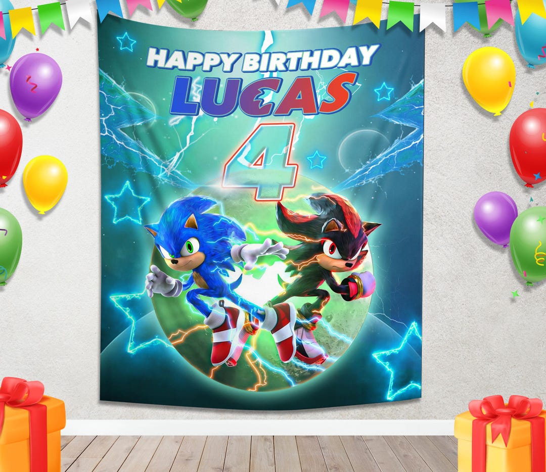 Sonic Birthday Party Backdrop, Sonic Hedgehog Birthday Banner, Custom ...