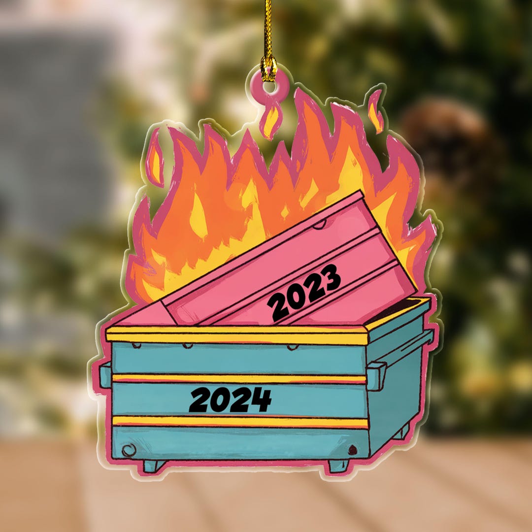 Dumpster on Fire Ornament, Funny 2024 Dumpster Fine Christmas Ornament ...