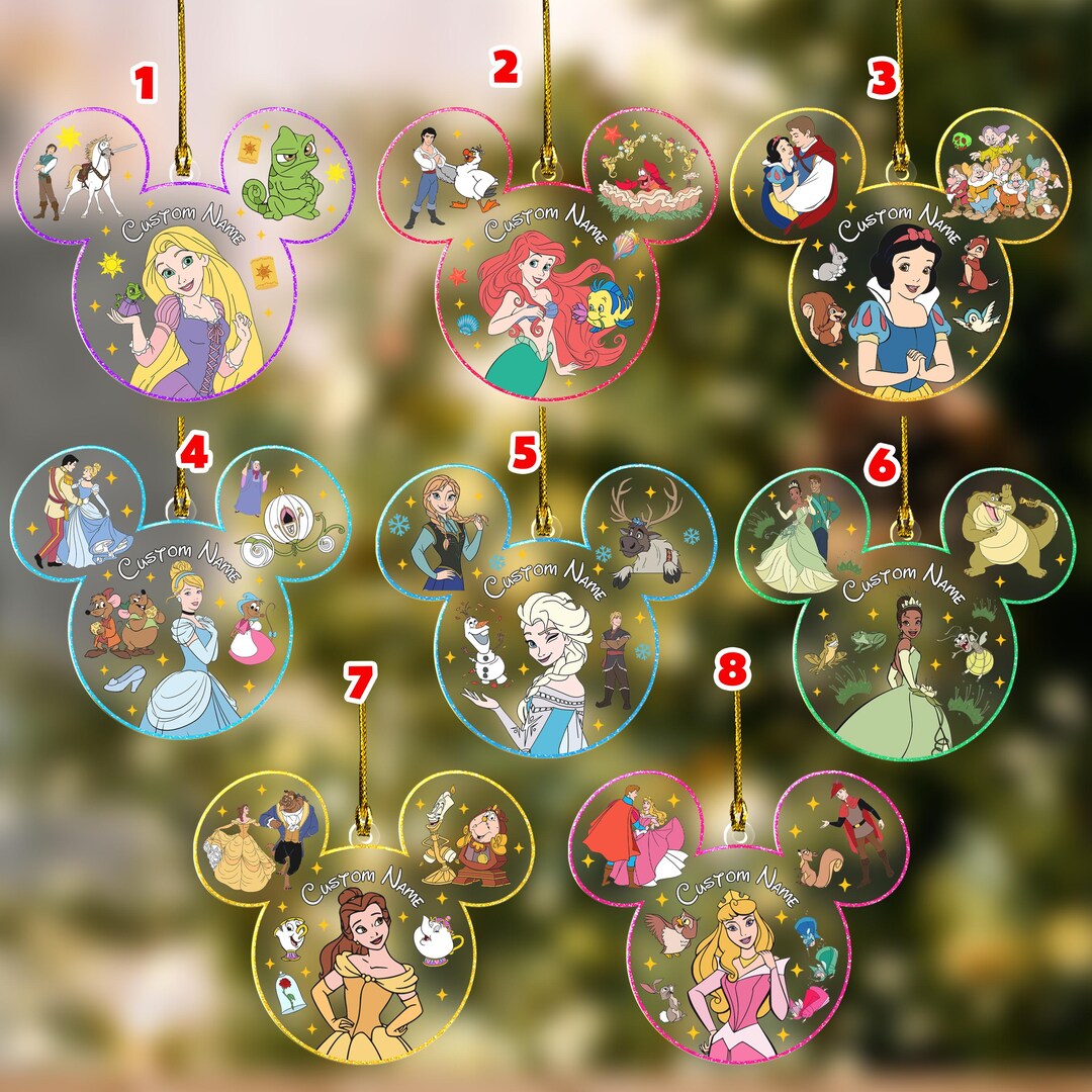 Personalized Disney Princess Ornament, Princess Christmas 2024 Ornament ...