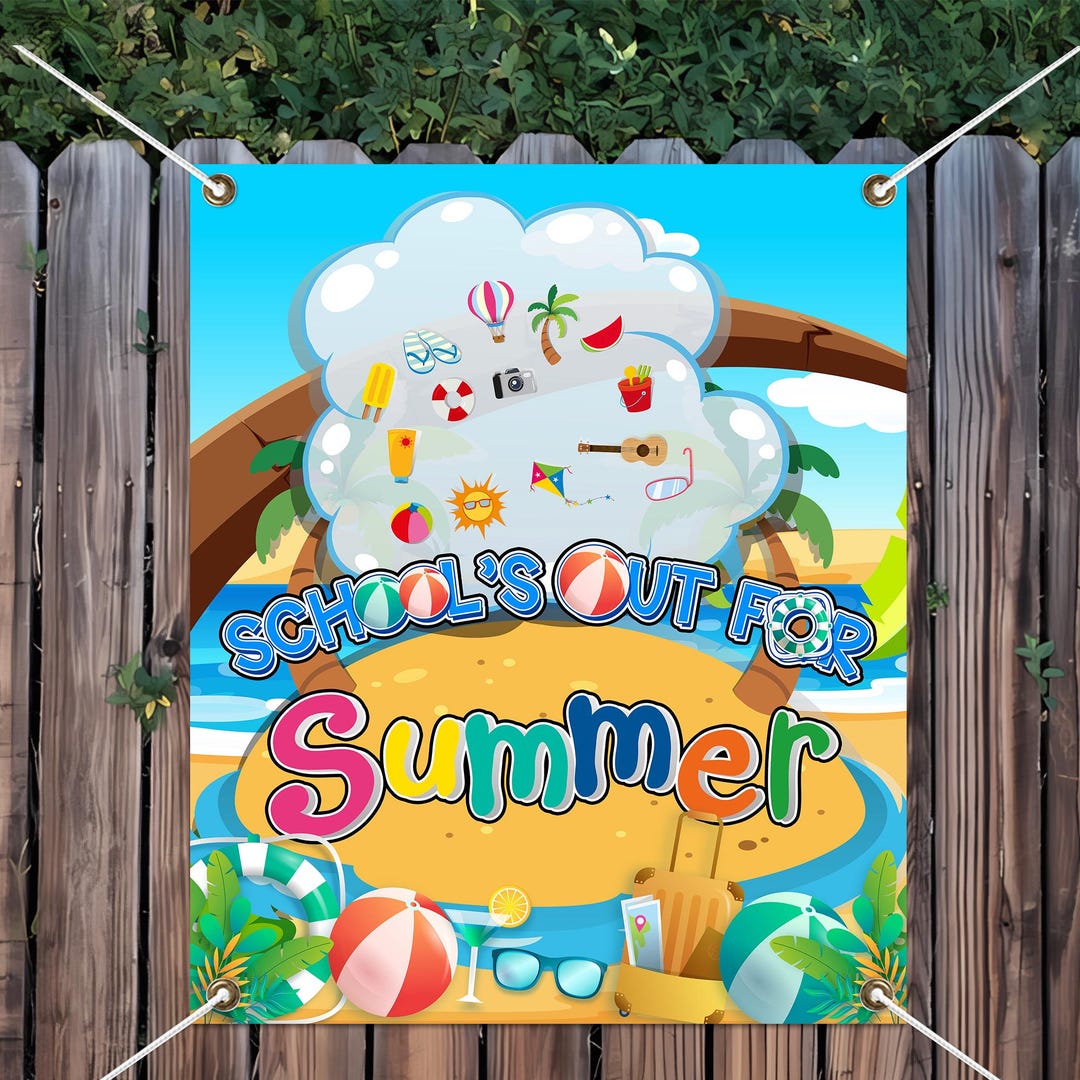 School’s Out for Summer Banner, Last Day of School Party Backdrop, End ...