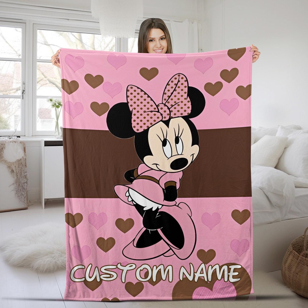 Personalized Minnie Mouse Blanket, Custom Name Disney Minnie Blanket ...