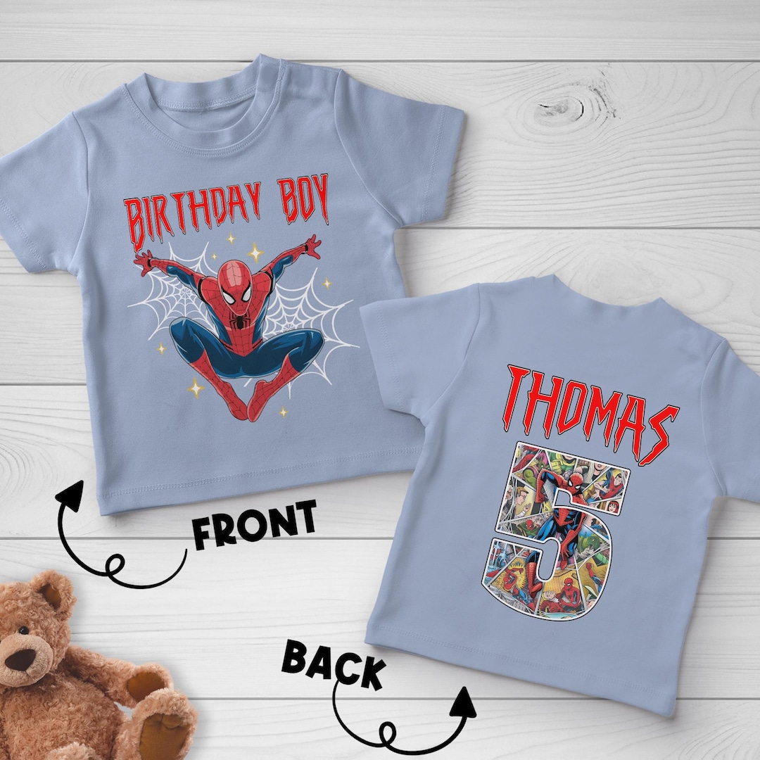 Personalized Spiderman Birthday T-shirt, Superhero Custom T-shirt ...