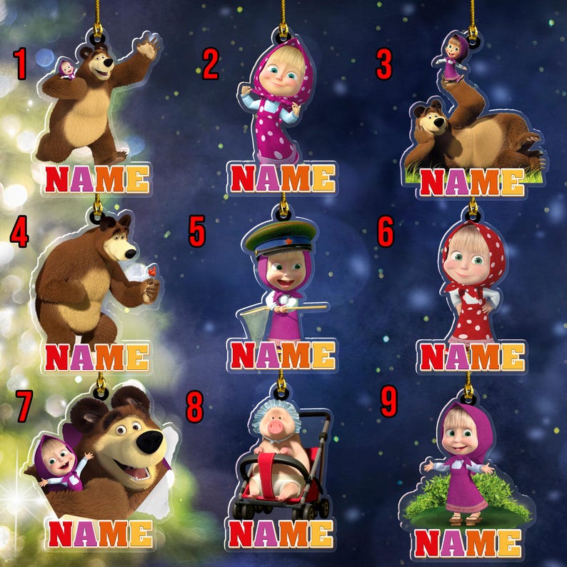 Personalized Masha and Bear 2024 Acrylic Ornament, Masha and Bear ...