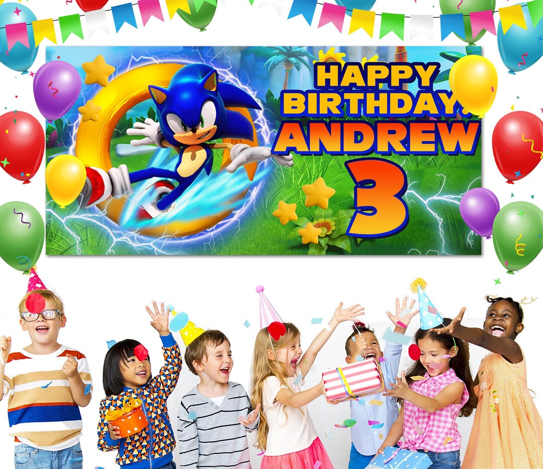 Custom Sonic Birthday Backdrop, Sonic Birthday Banner, Sonic Party ...
