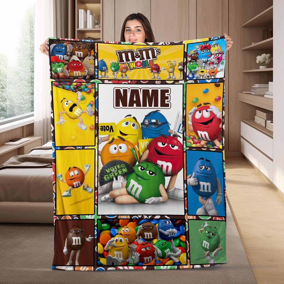 Personalized M and M Blanket, Mms World Fleece Blanket, M and M Candy ...