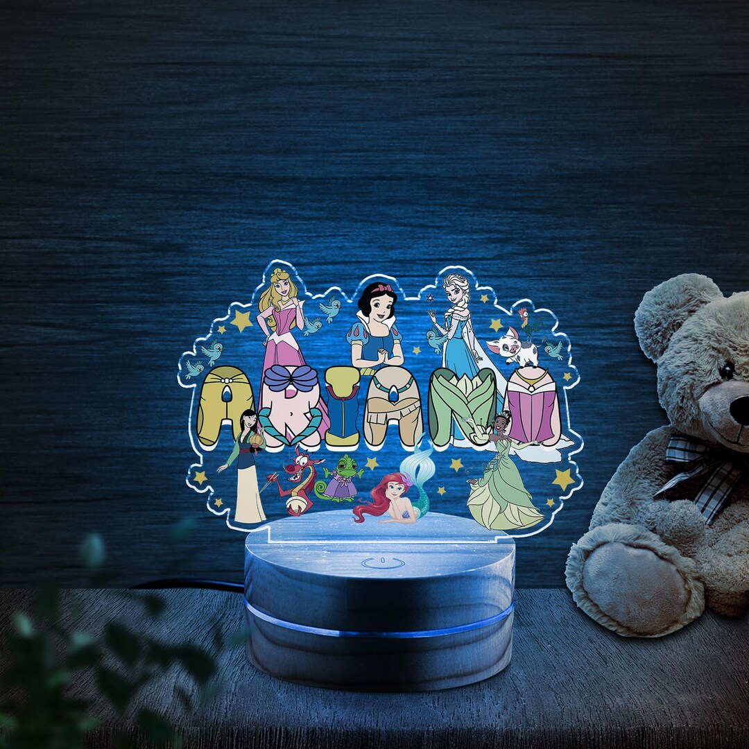 Personalized Disney Princesses Night Light, Belle, Rapunzel, Anna, Elsa ...