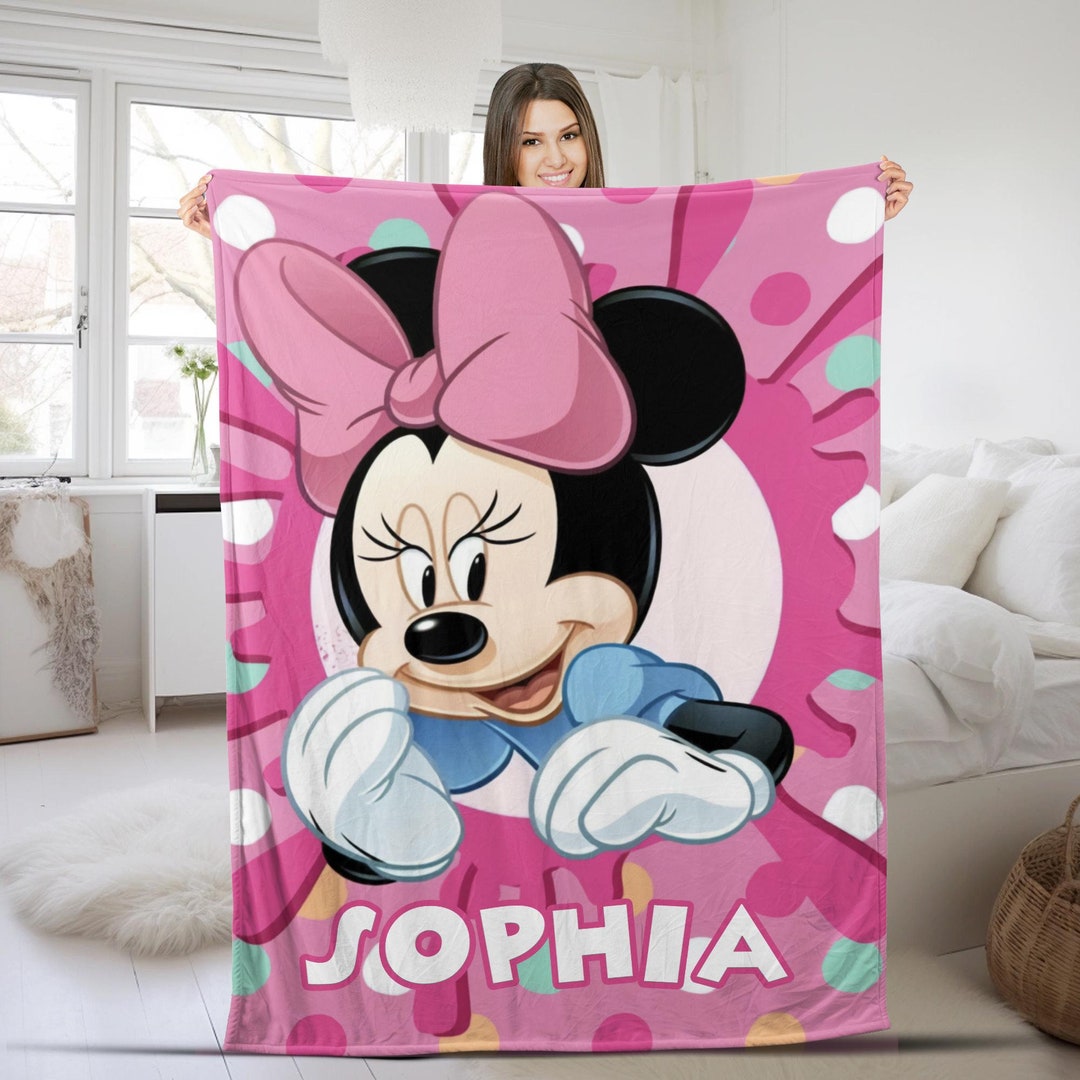 Personalized Minnie Mouse Blanket, Custom Name Disney Minnie Blanket ...