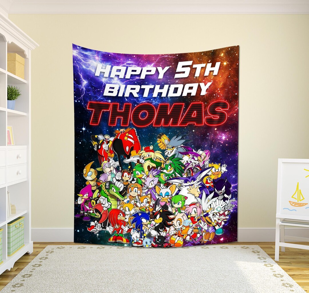 Sonic Birthday Party Backdrop/sonic Hedgehog Birthday Banner/custom ...