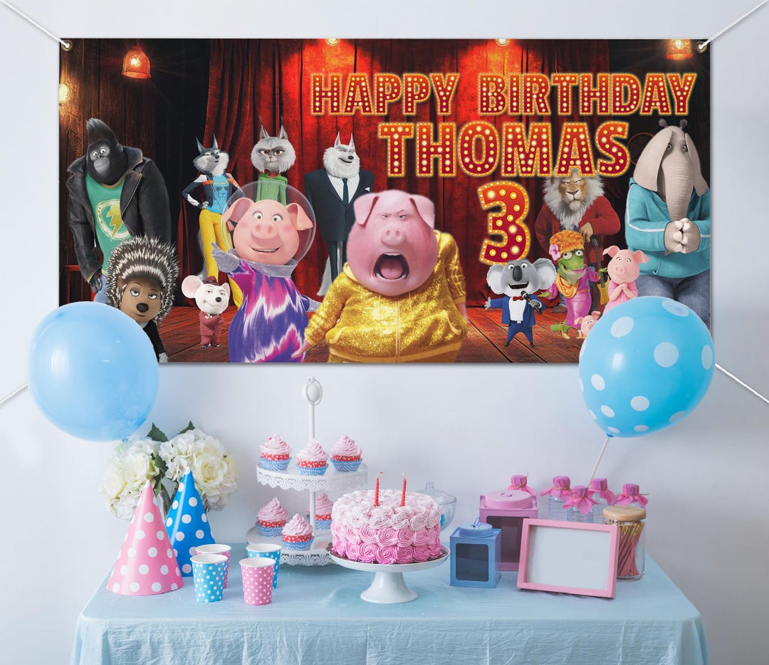 Personalized Sing Pig 2 Birthday Party Banner, Sing 2 Birthday Banner ...