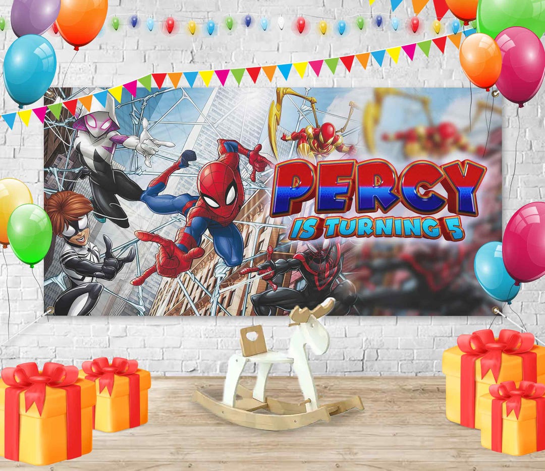 Spidey and His Amazing Friends Birthday Banner, Spiderman Backdrop ...