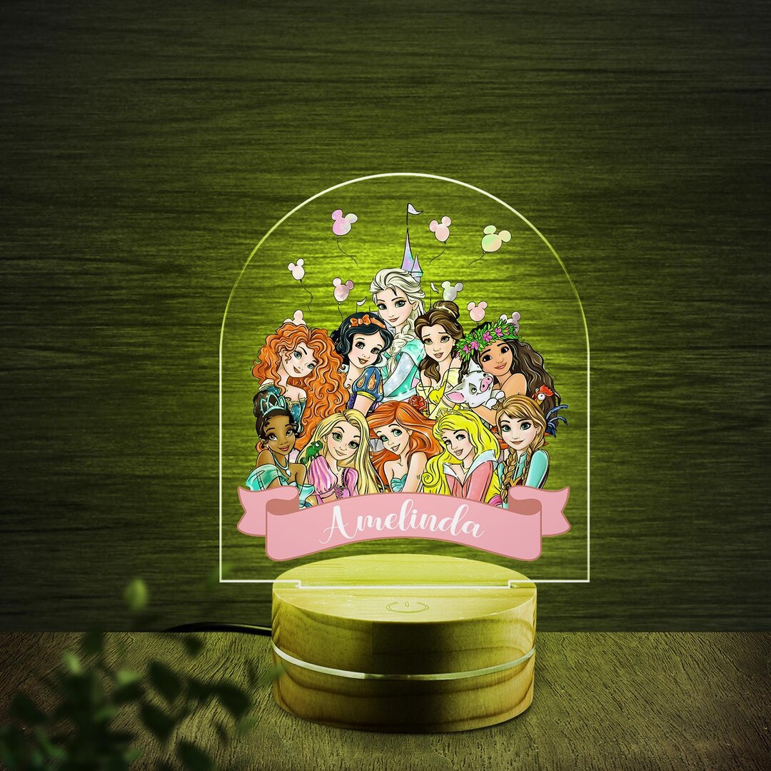 Personalized Disney Princess Castle Night Light, Custom Name Baby Girl ...