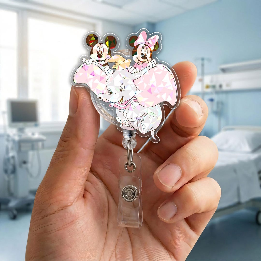 Disney Mickey & Minnie Couple Badge Reel,cute Love ID Holder, Cartoon ...