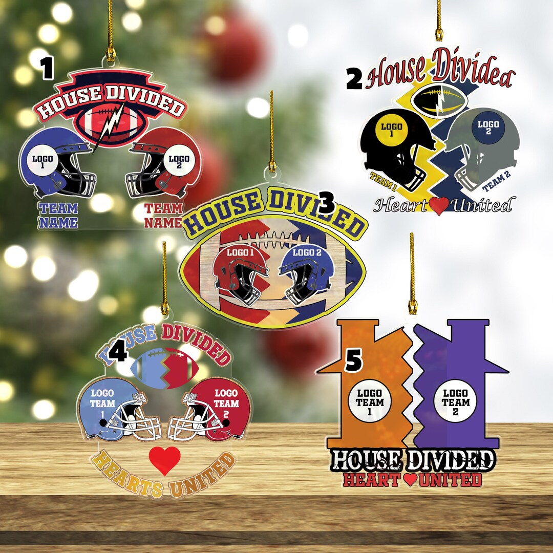 Personalized House Divided Ornament, Football Team Christmas Ornament ...