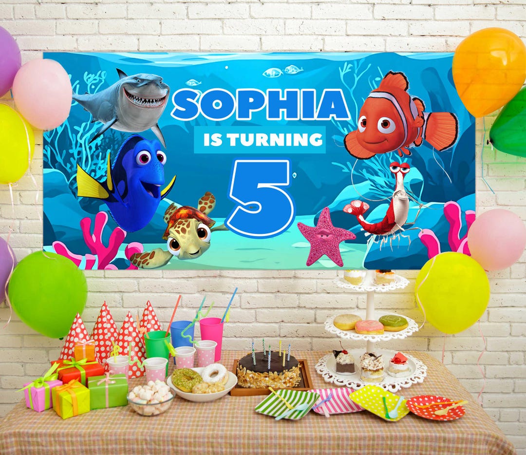 Finding Nemo Birthday Backdrop, Finding Nemo Birthday Party, Finding ...