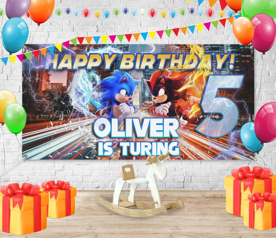 Sonic Birthday Party Backdrop/sonic Hedgehog Birthday Banner/custom ...