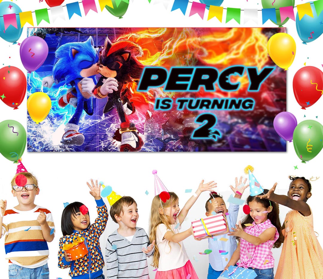 Sonic Birthday Party Backdrop/sonic Hedgehog Birthday Banner/custom ...