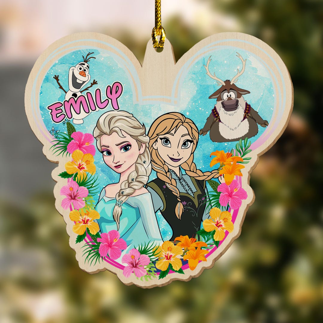 Custom Name Frozen Ornament, Elsa Anna Christmas Ornament, Princess ...