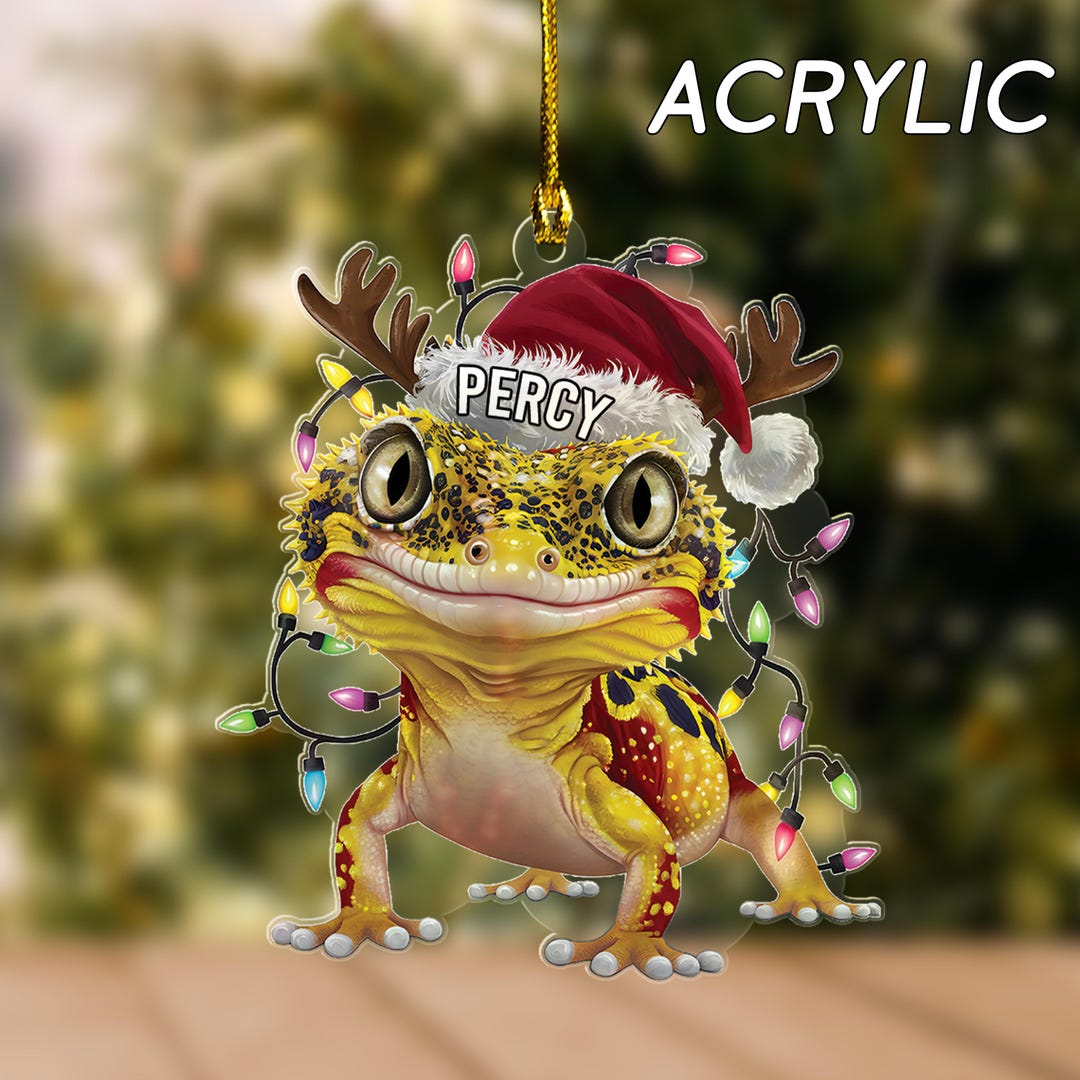 Leopard Gecko Ornament, Personalized Lizard Ornament, Cute Gecko Dad ...