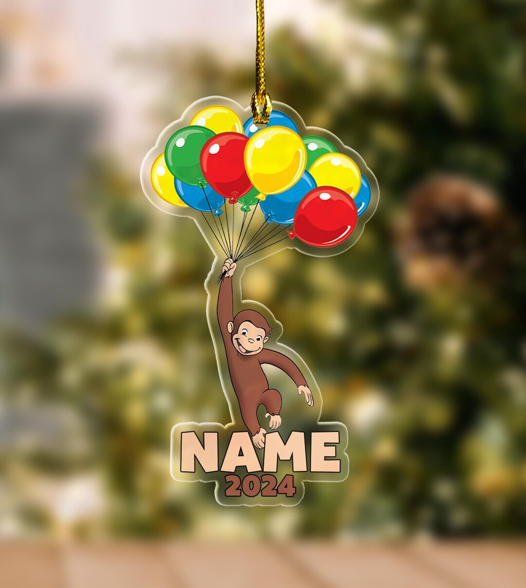 Personalized Curious George Ornament, Custom Name and Year, Customized ...