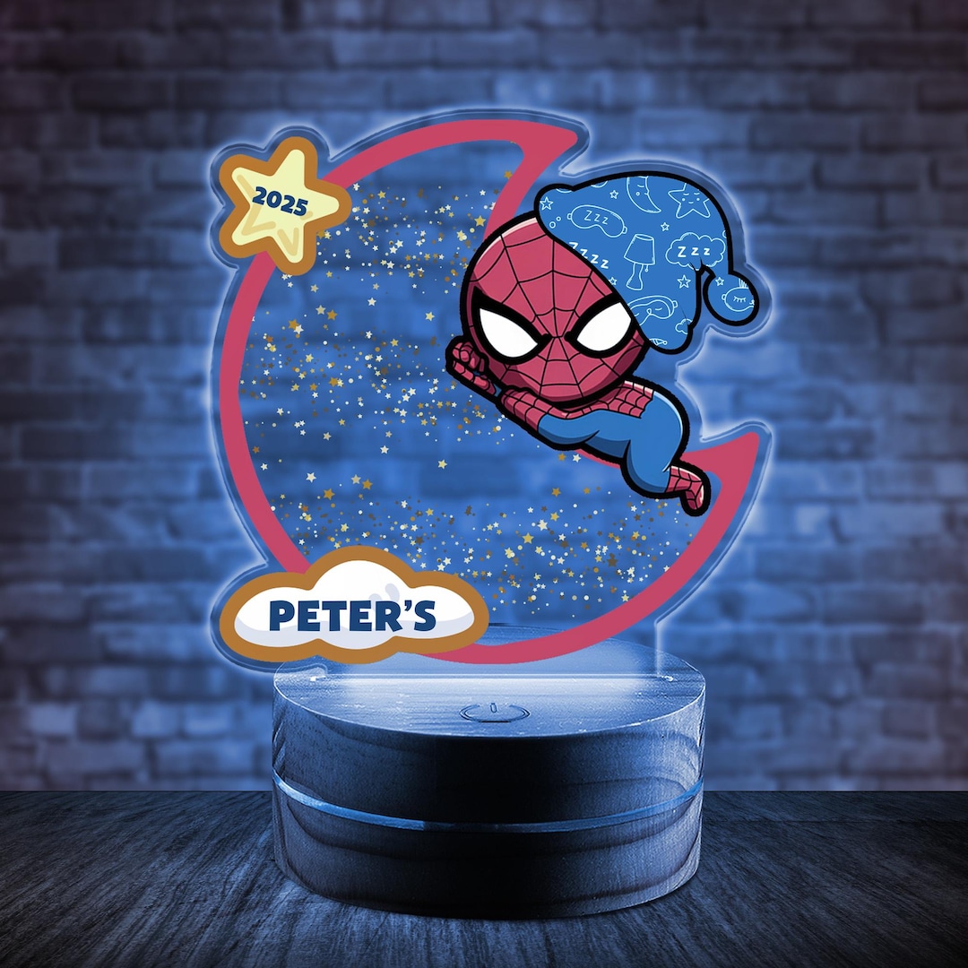 Personalised Spiderman Colourful Night Light 16 Colours Change Remote ...