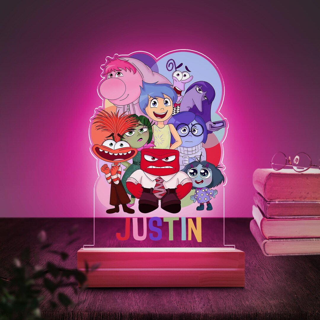 Inside Out Custom Name Night Light, LED Mood Lamp, Cute Cartoon Sleep ...
