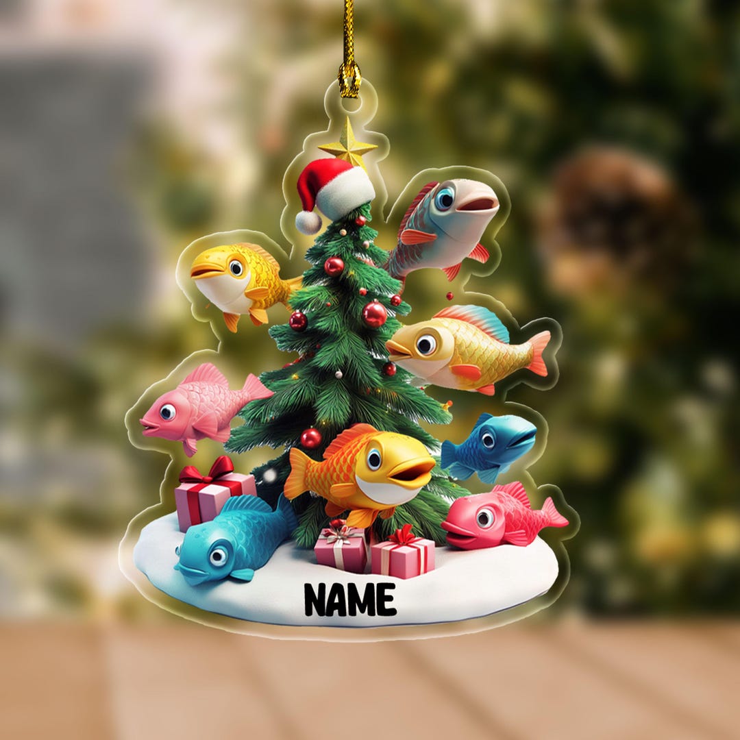 Fishing Merry Fishmas 2D Acrylic Ornament, Personalized Fishing ...