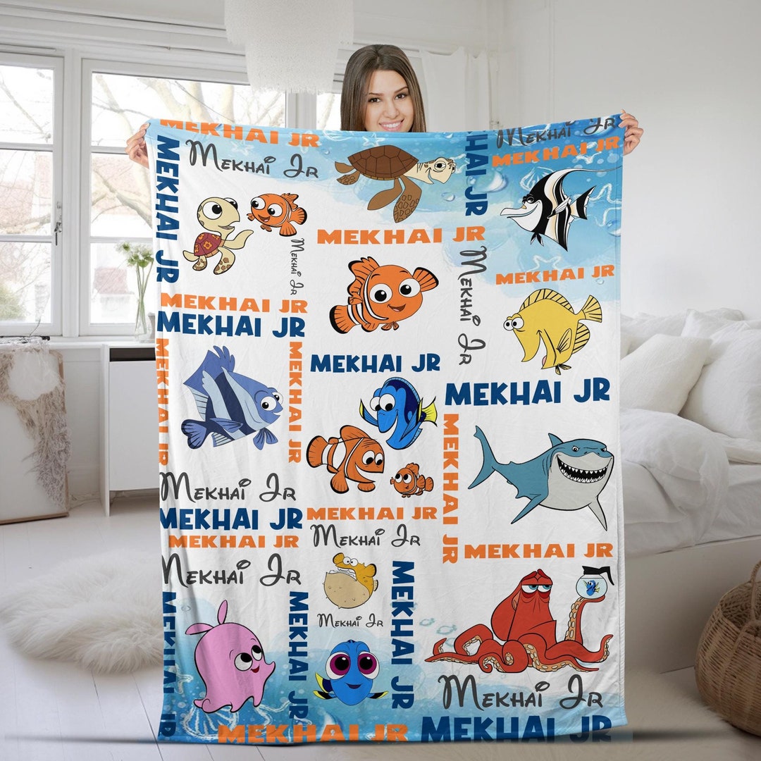 Personalized Disney Finding Nemo Blanket, Custom Name Finding Dory Baby ...