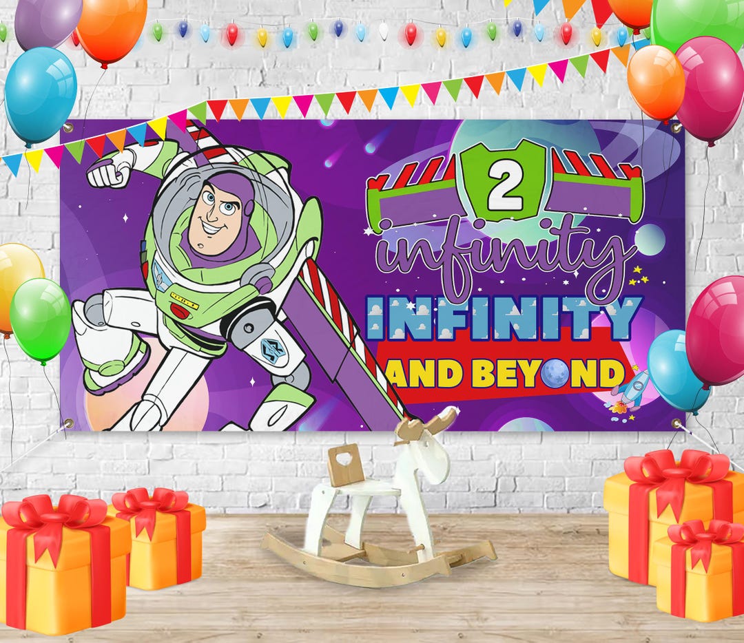 2 Infinity and Beyond Buzz Lightyear Party Banner, Buzz Lightyear ...