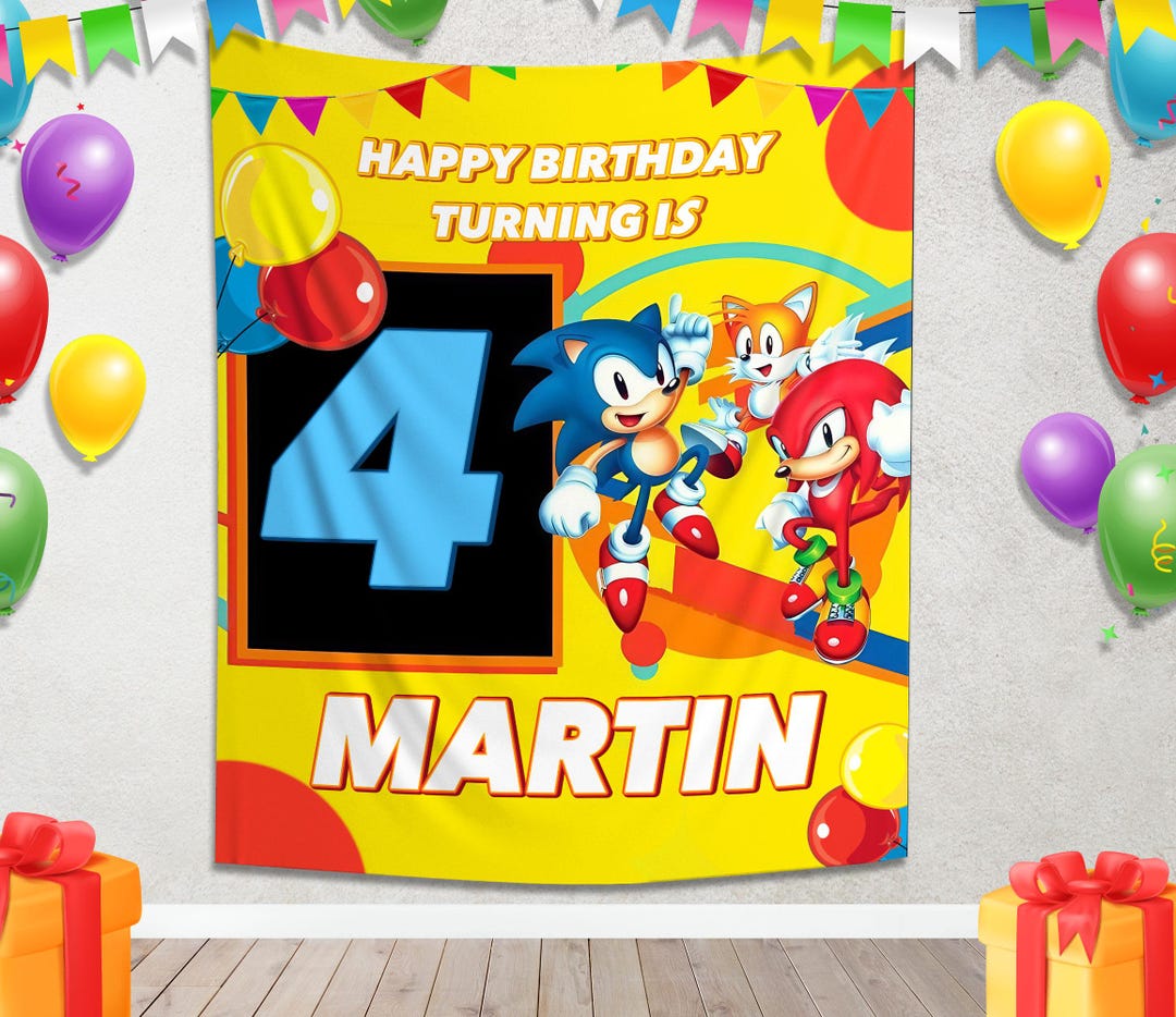 Sonic Birthday Party Backdrop Sonic Birthday Banner Custom Sonic Banner ...