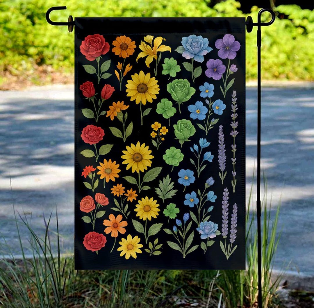 Floral Progressive Pride Flag Garden & House Banner, LGBTQ+ Flag for ...