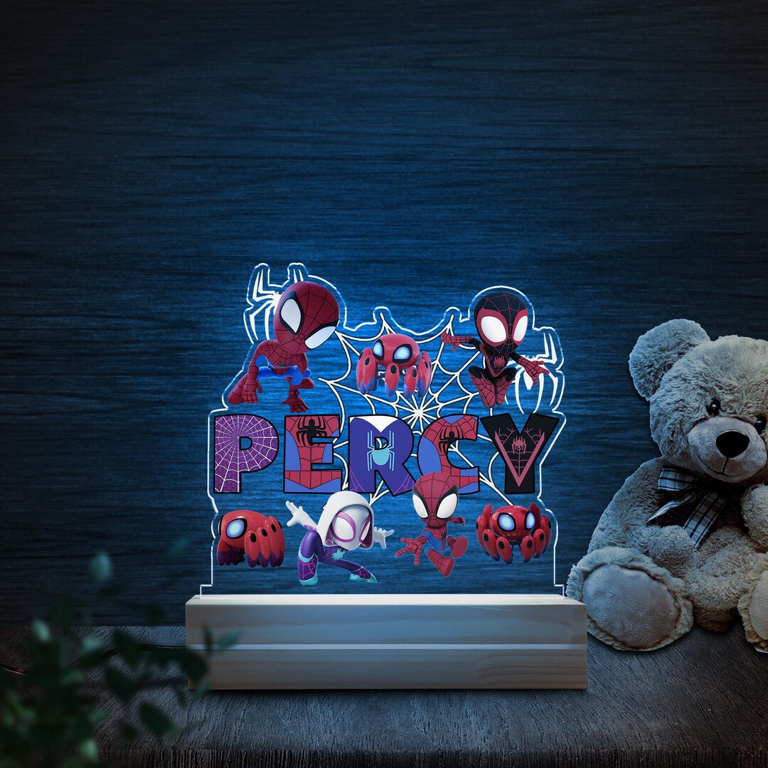 Personalized Spiderman Colorful Night Light, Spidey LED Lamp, Superhero ...
