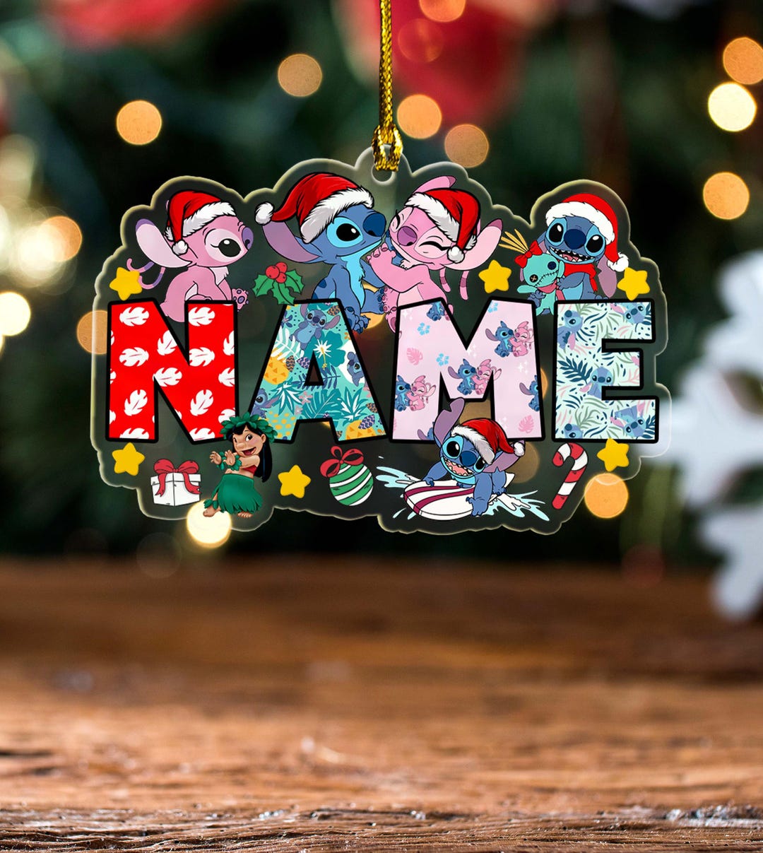 Personalized Cute Stitch Christmas Ornament, 2024 Christmas Stitch ...