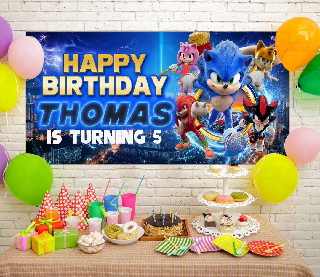 Sonic 3 Birthday Backdrop, Sonic the Hedgehog 3 Birthday Party Backdrop ...