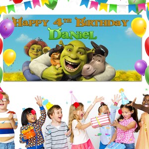 Shrek Birthday Party, Shrek Party Banner, Shrek Birthday Backdrop ...